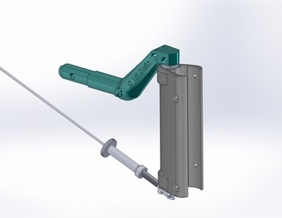 A robust ball raced gooseneck/kicking strap unit for use with 16.5 mm ...