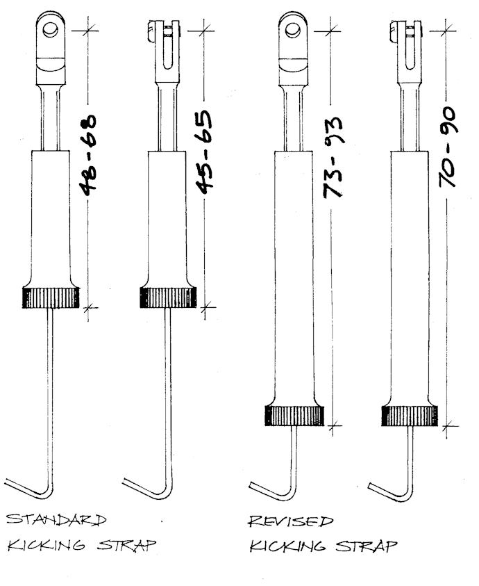 Ball raced gooseneck/kicking strap units for 11/12.7 mm or for 10/12 mm ...